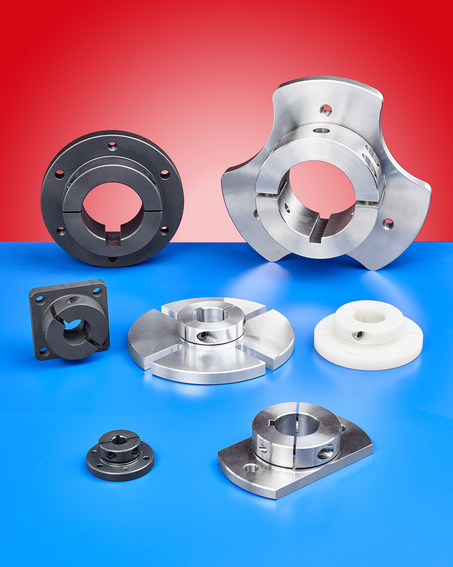 Flanged shaft collars permit attachments without welding