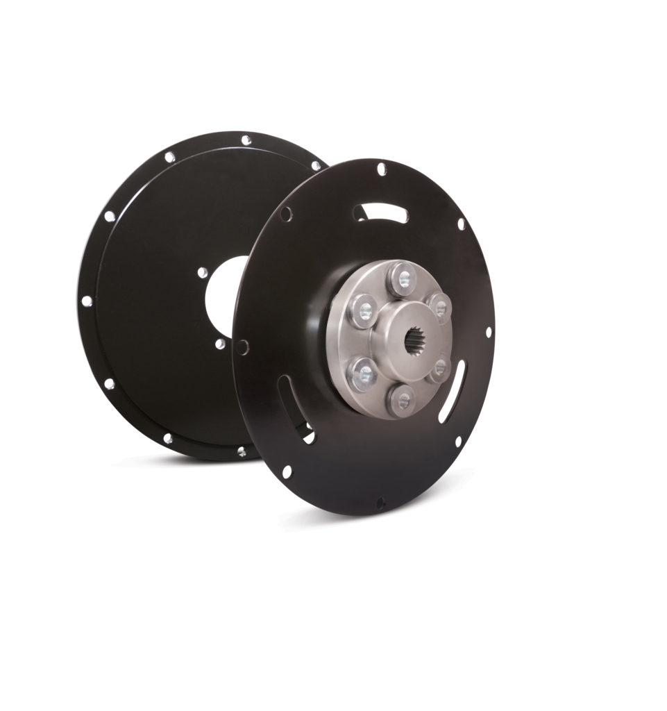 Flywheel coupling kits for road construction brooms